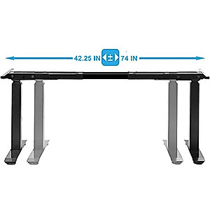 UNICOO - Electric Stand Up Desk Frame with Dual Motor, 3 Stage Up Lifting Legs, Rise UP Electric Adjustable Height and Width Standing Desk Frame with 4 Memory Keypad (Dual Motor Frame - Black)