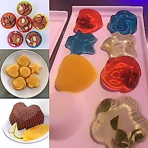 42 pcs Silicone Cupcake Baking Cups, SENHAI Non-Stick Heat Resistant Cake Molds Ice Cube Molds for Making Muffin Chocolate Bread - 6 Shapes