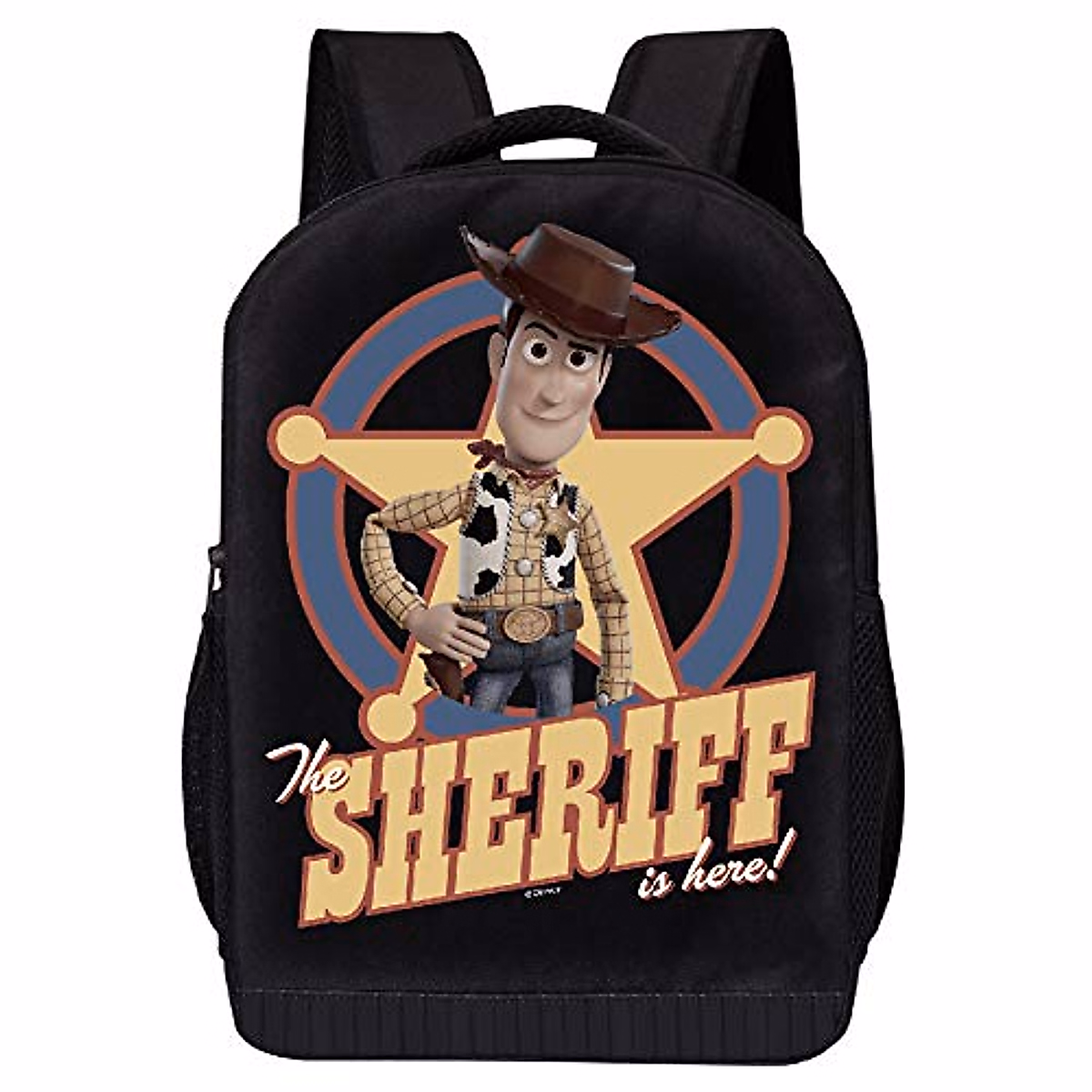 Disney Toy Story Black Backpack - Buzz Lightyear, Woody, Forky - 17 Inch Air Mesh Padded Bag (Woody)
