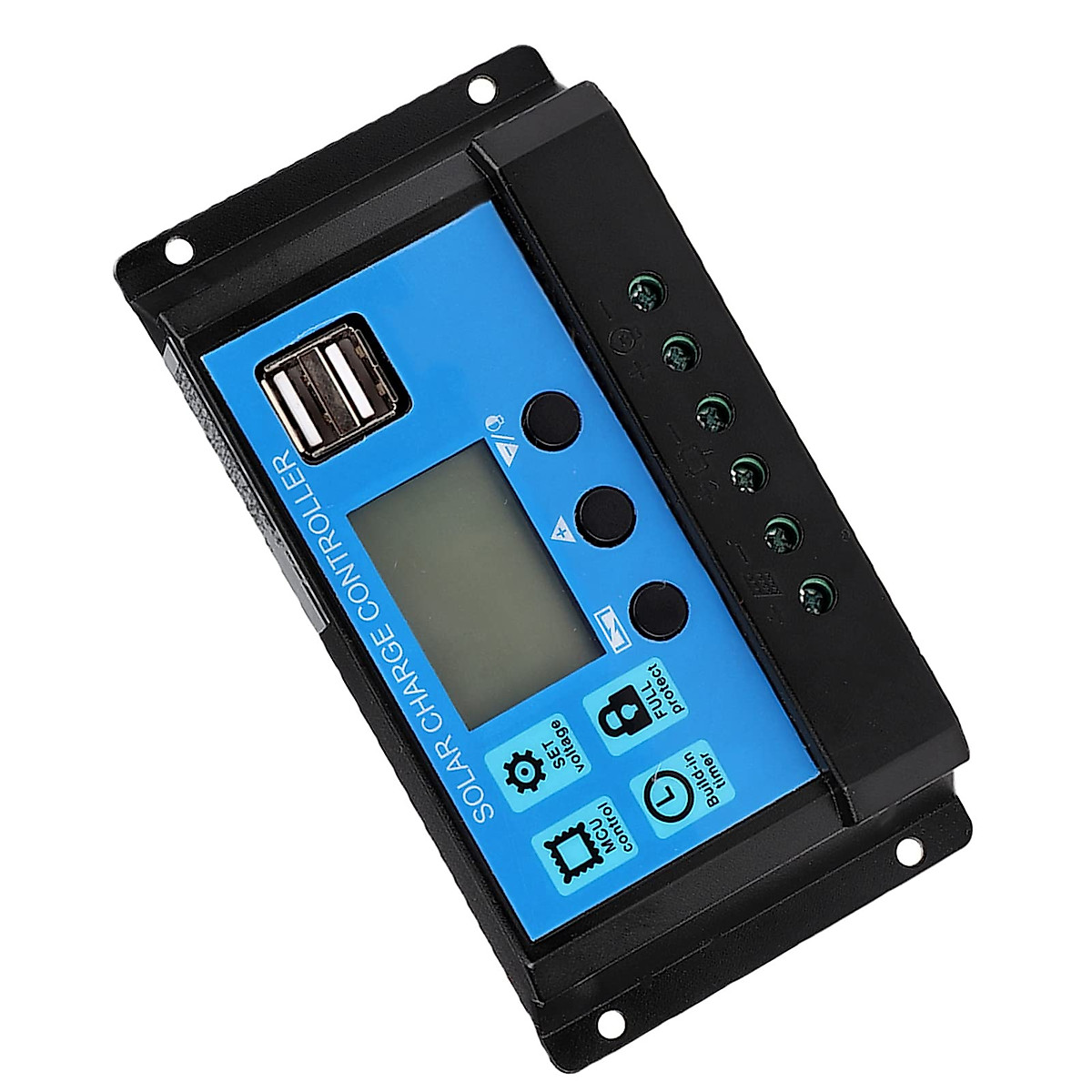 Solar Charge Controller, 60A/50A/40A/30A/20A/10A 12V 24V Auto Solar Charge Controller PWM Controller Dual USB Port PWM Solar Battery PWM LCD Display( 60A) Regler Solar 20 Amp