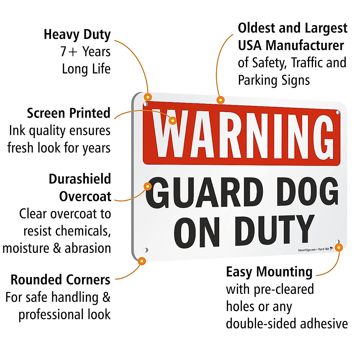 SmartSign - S-2430-AL-10 Warning - Guard Dog on Duty Sign by | 7" x 10" Aluminum Black/Red on White