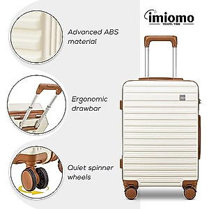 imiono Luggage Sets 3 Piece,Hardside Suitcase Set with Spinner Wheels,Lightweight Travel Carry on Luggage set Clearance with TSA Lock（20/24/28,White）