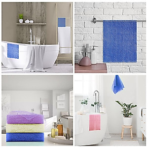 3 Pieces African Bath Sponge African Net Long Net Bath Sponge Exfoliating Shower Body Scrubber Back Scrubber Skin Smoother,Great for Daily Use (Purple,Blue,Off-White)