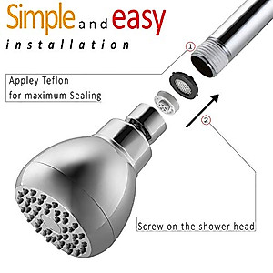 SPA High Pressuer Showerhead chrome Anti-leak Shower Head For Powerful Water Rain With Removable Flow Restrictor - Unique 3 Inch - 5 Years Wrranty + Free Relaxing Loofah Sponge