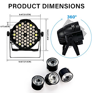 TENGCHANG 4Pcs 180W LED Stage Par 64 Light DMX512 RGBW Stage Washer Wedding DJ 54x3W