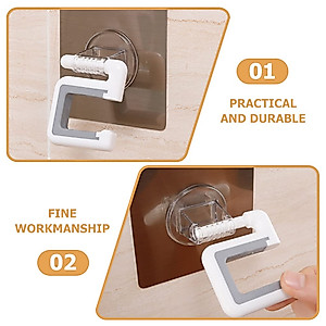 Zerodeko 2pcs Mop Holder House Organization Must Haves Mop Broom Holder Wall Mounted Wall Rack Hooks Broom Organizer Wall Mount Suction Cup Hook Mop Hook Plastic Self-Adhesive