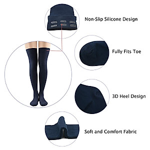 Zando Women Thigh High Socks Non Slip Thigh High Stockings for Women Casual Knee High Stockings Over the Knee Socks Cosplay Thigh Highs Stockings Long Socks Leg Warmers 1 Pair Black One Size