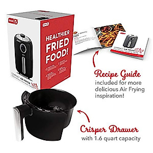 DASH Compact Air Fryer Oven Cooker with Temperature Control, Non-stick Fry Basket, Recipe Guide + Auto Shut off Feature, 2 Quart - Black