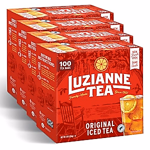 Luzianne Original Unsweetened Iced Tea Bags, 100 Count (Pack of 4)