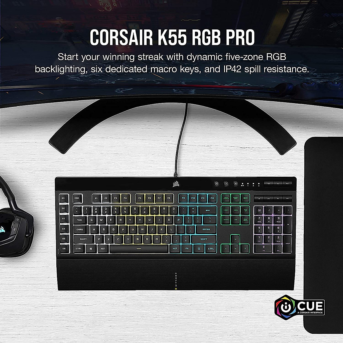 Corsair K55 RGB PRO Wired Gaming Keyboard (Renewed)