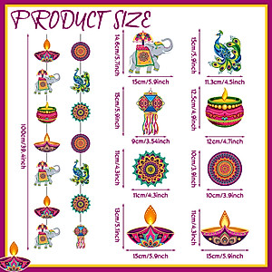 Ceenna 8 Pcs Happy Diwali Hanging Decoration Supplies Indian Festival of Lights Hanging Banner Deepavali Suture Paper Circle Garland Diwali Decor for Home Doorway Curtain Birthday Party Decoration