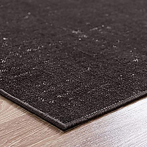 Rugs.com Valencia Collection Area Rug – 4' x 6' Charcoal Low Rug Perfect for Entryways, Kitchens, Breakfast Nooks, Accent Pieces