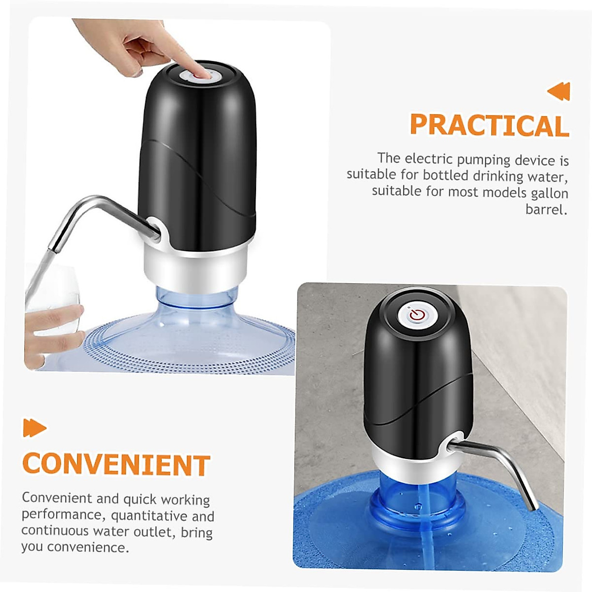 Uonlytech 2pcs Water Pump 3 Gallon Water Jug Water Bottle Pump Water Containers 5 Gallon 5 Gallon Water Bottle Beverage Dispensers Mini Kettle Water Jug Dispenser Automatic Drinks