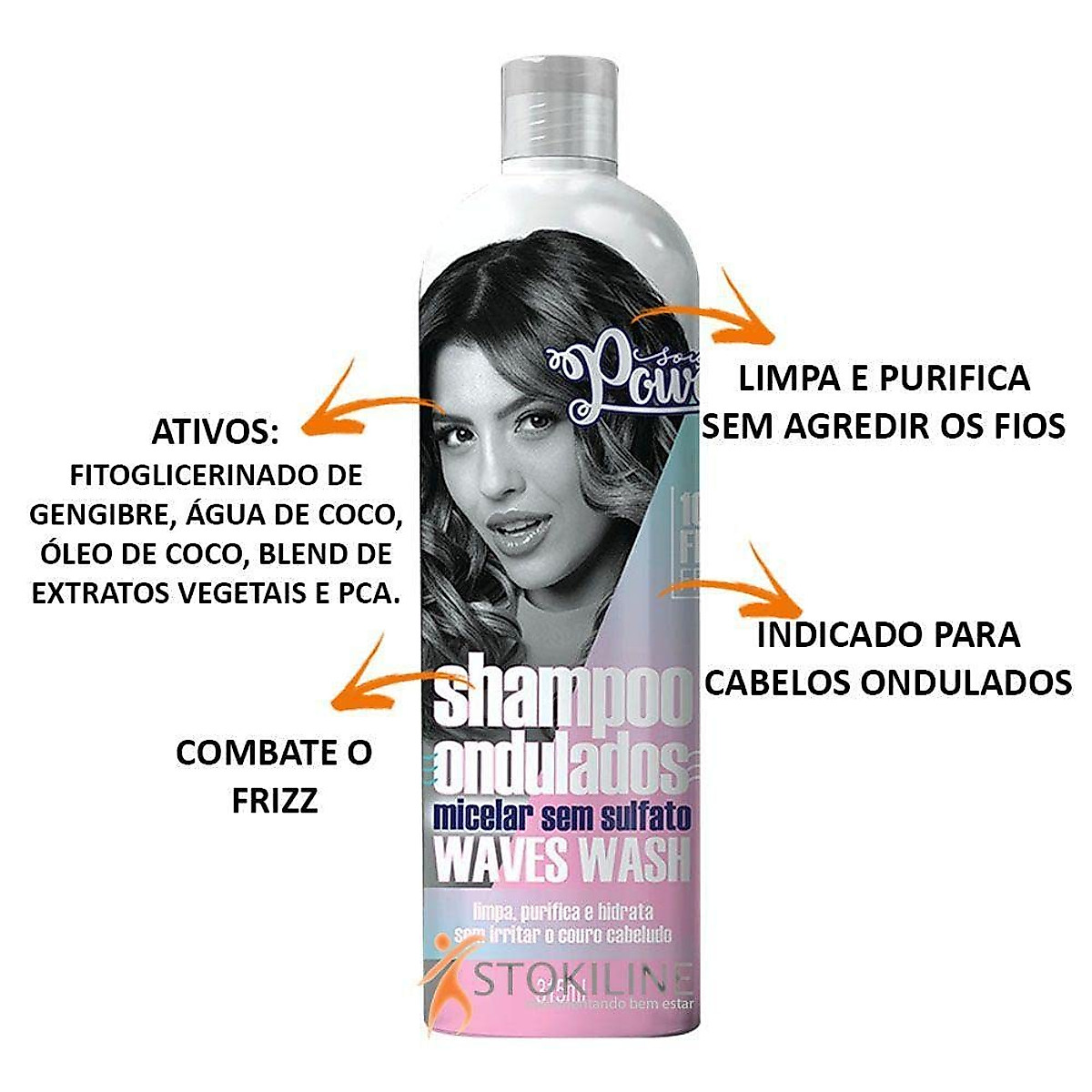 Soul Power Waves Help Micellar Anti-Frizz Shampoo 315ml Vegan Friendly GMO Free Cruelty Free - Hydrating with Natural Oils - Imported from Brazil