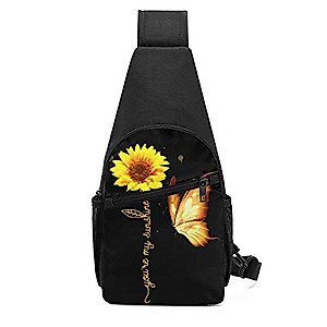 NEPower Sling Bag Butterfly Sunshine Sunflower Sling Backpack Crossbody Daypack Casual Backpack Chest Bag Rucksack for Women Men
