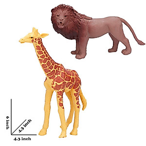 Jumbo Safari Animal Figurines, 12 Piece African Jungle Zoo Set, Realistic Elephant, Giraffe, Lion Toys for Toddlers, Kids Birthday