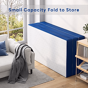 SogesSleep Tri-Fold Memory Foam Mattress, 4 inch Portable Floor Mattress Twin Size, Folding Mat for Travel & Camping & Yoga, Cover Washable Foldable Mat, CertiPUR-US Certified