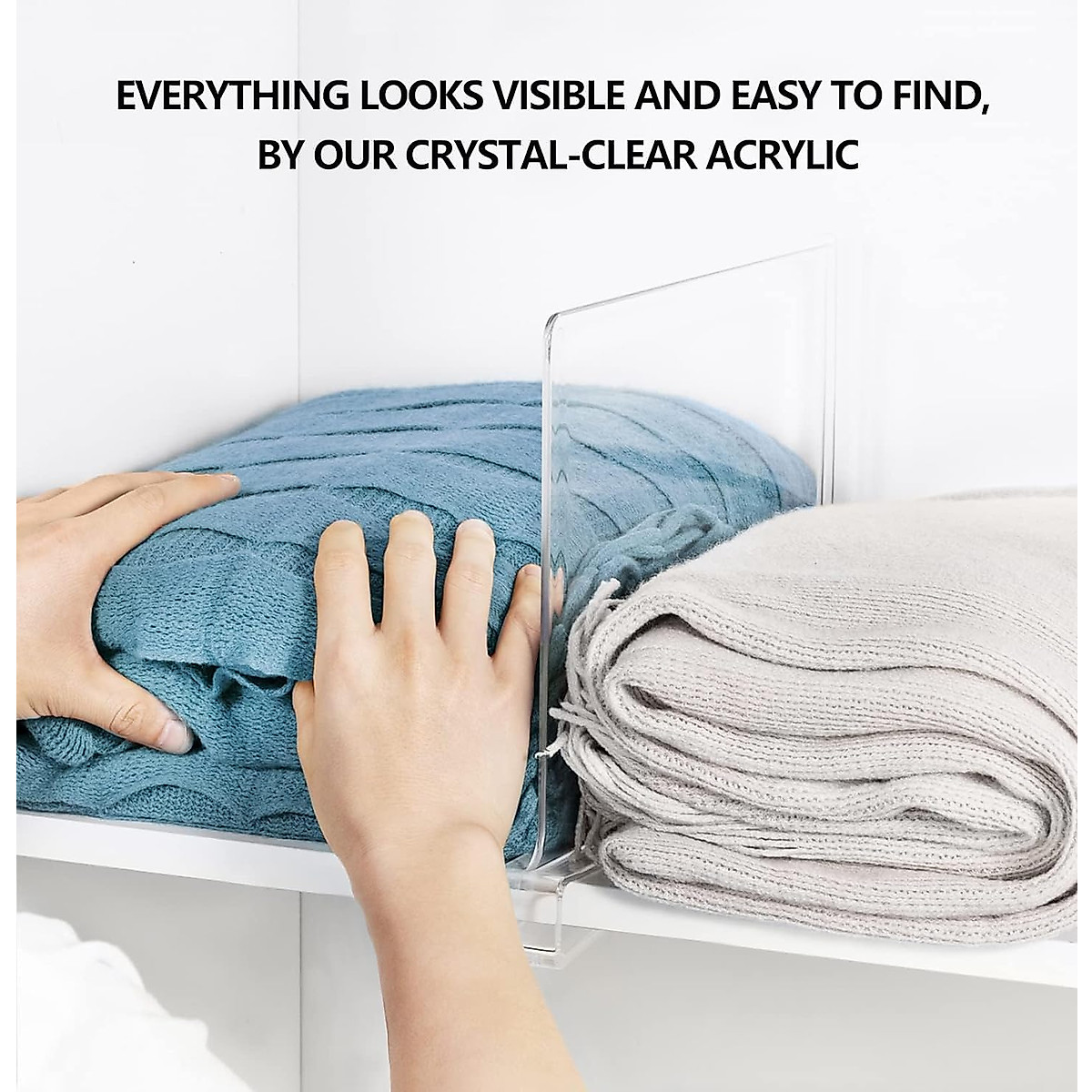 Famyards 4 Pack Clear Shelf Dividers for Organization, Acrylic Closet Shelf Vertical Shelves Organizer for Bedroom, Kitchen and Office