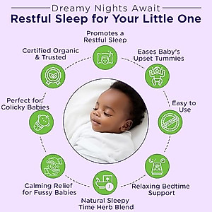Wellements Organic Nighttime Gripe Water for Babies 1 Month+ (4 Fl Oz) - Baby Gripe Water for Bedtime Relief Gas, Colic & Fussiness - Herbs Promote a Peaceful Night’s Sleep - USDA Certified & Non GMO
