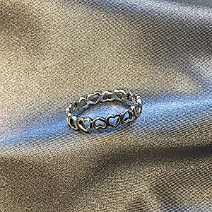 Gem Avenue 925 Sterling Silver Tiny Open Hearts 4mm Eternity Band Ring for Women Size 10