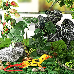 Luinabio 6 Pcs Reptile Plants for Terrarium Decor Reptile Tank Accessories Fake Hanging Plant Vines Artificial Leaves Plants Tank Habitat Decor for Bearded Dragon Lizard Snake Geckos Chameleon