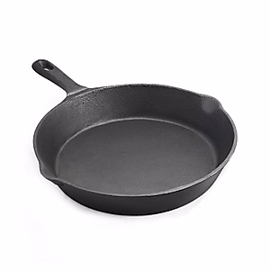ExcelSteel Durable Kitchenware Perfect for Home Stovetop and Delicious Outdoor Cooking 10" Cast Iron Skillet, Black