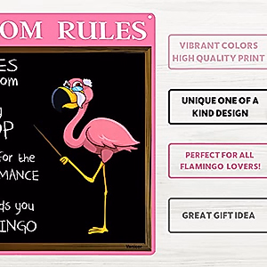 Venicor Flamingo Bathroom Decor Sign - 12 x 13 Inches - Aluminum - Pink Flamingo Gifts Home Wall Mount Decorations Accessories Merch