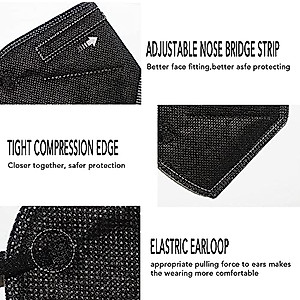 YIDERBO KN95 Face Masks 50Pack, 5-Ply Breathable Disposable Face Mask Filter Efficiency≥95%, Black