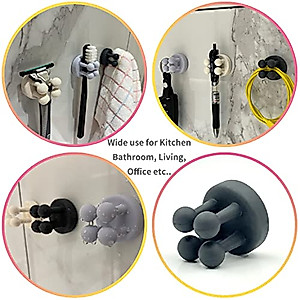 HuJiao-Zi 6 Pack Silicone Hooks, Reusable Seamless Utility Hook Adhesive Hooks Silicone Towel Key Hooks Self Adhesive Holders for Hanging Kitchen Bathroom Home Office,3 Colors