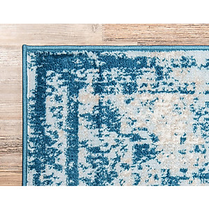 Unique Loom Sofia Collection Area Rug - Salle Garnier (9' x 12' 2" Rectangle, Blue/ Ivory)