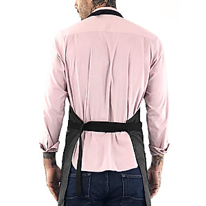 Under NY Sky No-Tie Panther Black Apron – Coated Twill with Leather Reinforcement, Split-Leg, Adjustable for Men and Women – Pro Barber, Tattoo, Barista, Bartender, Hair Stylist, Server Aprons