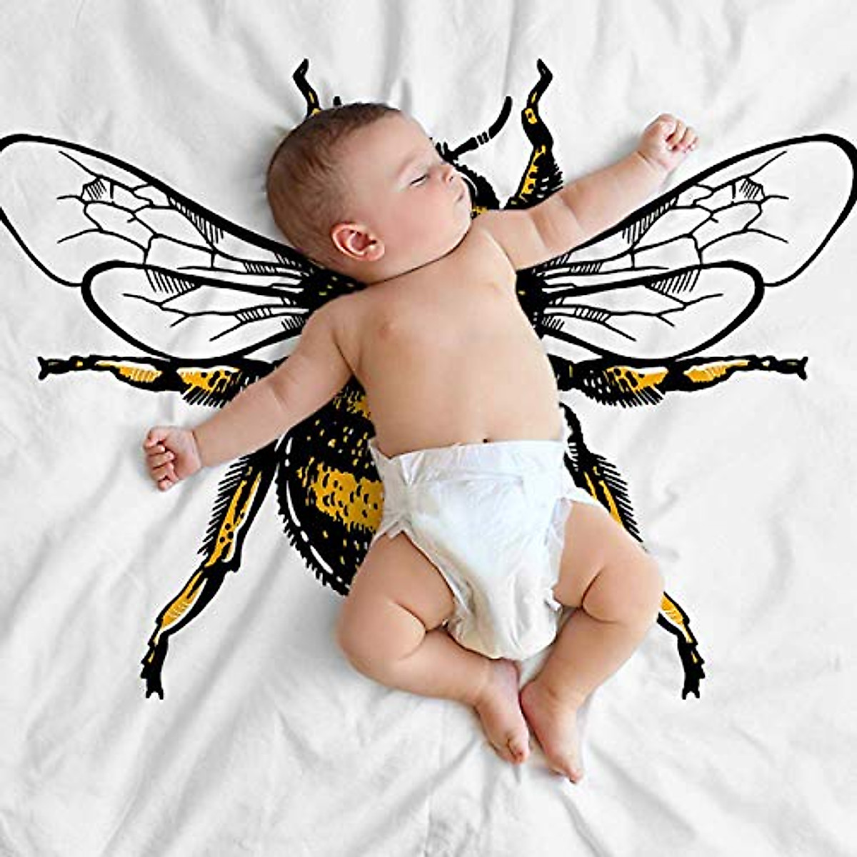 Mugod Throw Blanket Hand Drawn Bumblebee Sketch Isolated on White Background Decorative Soft Warm Cozy Flannel Plush Throws Blankets for Baby Toddler Dog Cat 30 X 40 Inch