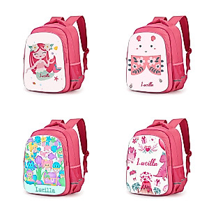 Luxladis Personalized Toddler Backpack with Name Custom Photo Kids School Dinosaur Backpack for Girls Boys Cute Preschool Backpack (2-Pink backpack)