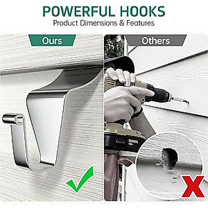 MUAKIOY Vinyl Siding Clips Hooks (20 Pack), Heavy Duty No-Drill No Hole Damage-Free Siding Hangers for Outdoor Wall Lights Wreaths Garland Hanging, Front Porch Patio Decor