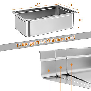 RIEDHOFF 6 Pack Full Size Hotel Pan, [NSF Certified] Commercial Stainless Steel 6 Inch Deep Anti-Jamming Steam Table Pan