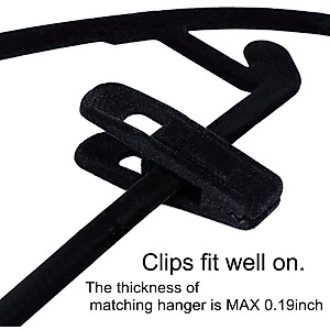 20Pcs Velvet Hangers Clips,Pants Hangers Clips, Strong Finger Flocked Clips Perfect for Use with Slim-line Clothes Velvet Hangers,Clothes Pins (Black, 20PCS)