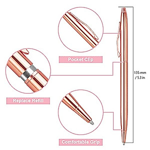 LONGKEY 3 Pack Slim Gold Ballpoint Pens Black Ink 1 mm, Great Gift for Business Office Students Teachers Wedding Christmas (Rose Gold)