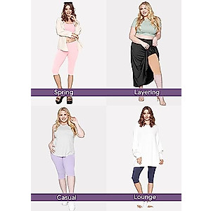 STRETCH IS COMFORT Women's Knee Length Leggings Black Large