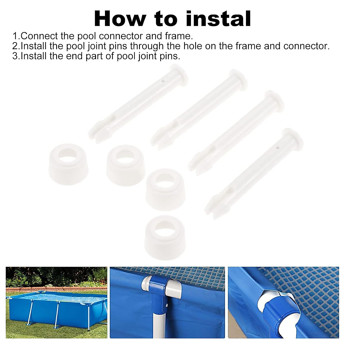 36Pcs Plastic Pool Joint Pins & Pool Seals Compatible with Intex 13'-24' Above Ground Round Metal Frame Pools and Intex Rectangular Metal Frame Pools Replacement Parts(2.36 Inch)