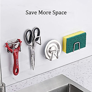 IFOCUTY 2Pcs Sponge Holders for Kitchen Sink, Strong Adhesive Small Sponge Holder, Waterproof Kitchen Sink Caddy - Rust Proof Waterproof, Quick Drying - SUS304 Stainless Steel (2PC, Silver)