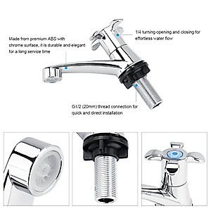 ABS Plastic Single Cold Faucet Water Tap Bathroom Basin Bath Kitchen Sink Accessories(Tail Handle) (Color : Blossom Handle)