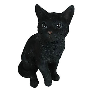 Ebros Large Lifelike Pawing Mystical Black Cat Statue 11.75" Tall with Glass Eyes Hand Painted Realistic Feline Cat Figurine Crazy for Cats Decor Sculpture Home Decorations Pet Memorial