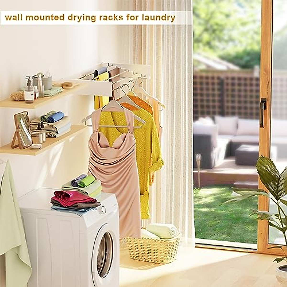 GLDDAO Drying Rack Clothing,Collapsible Drying Racks for Laundry,Wall Drying Rack,Laundry Hanger Dryer Rack,Folding Drying Racks for Laundry,Clothes Drying Rack Wall Mounted(White-31.5")
