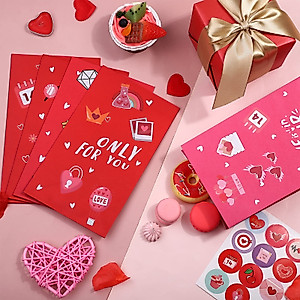 Aodaer 48 Pieces Valentine’s Day Paper Gift Bags with Stickers Valentine Candy Goody Snack Bags Gift Exchange Wrapping Party Favors for Valentine’s Day, Wedding, Engagement Party Supplies, 12 Styles