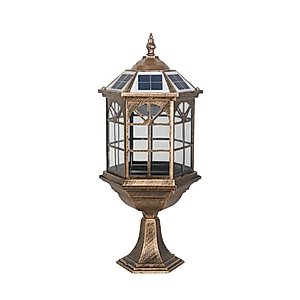 XMFXIAO Classic European Household Metal Pillar Lamp Simple Villa Wall Decoration Wall Headlight IP65 Level Garden Lighting Lawn Lamp Solar and City Electricity Dual-Purpose Lighting Equipment
