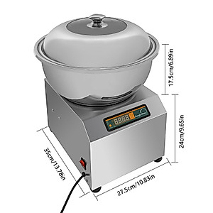 Commercial Dough Mixer 1100W Electric Dough Mixing Machine Stainless Steel Dough Kneading Machine for Restaurants Bakeries Home Kitchens,1-30mins Timing, 17.6lbs Capacity, 13.8x10.8x9.6in
