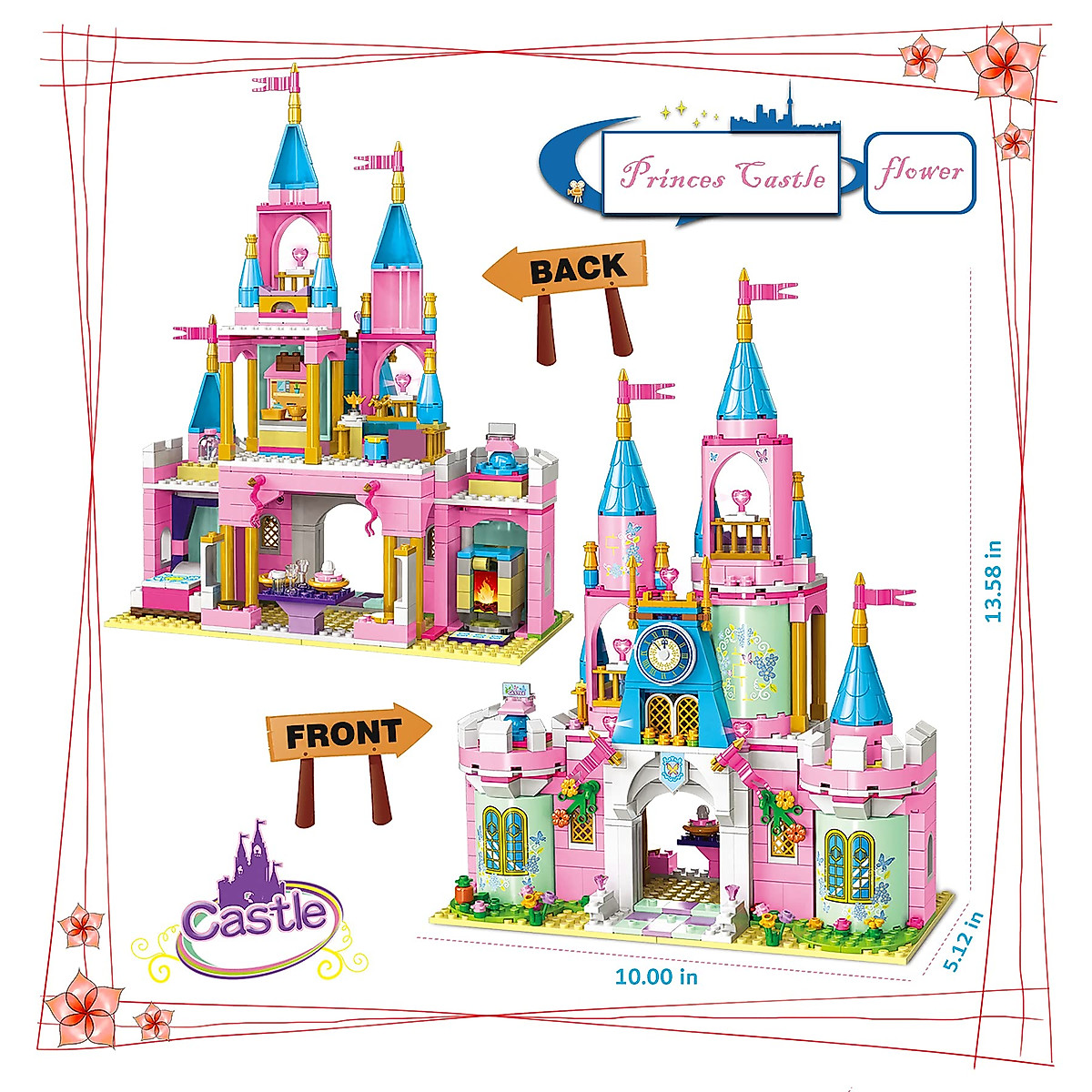 Friends Building Blocks Toys for Girls Age 6-12 Princess Castle Building Sets for Girls Magical Ice Palace Toy Castle Blocks Kit STEM Learning Roleplay Blocks for Kids Girls Christmas Birthday Gifts