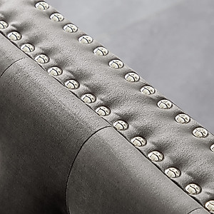 TZXTW Modern Velvet Sofa Set, 5 Seater Couch Sofa with 2-seat Loveseat and 3-seat Sofa, Convertible Sectional Sofa with Jeweled Buttons and 4 Pillows, for Living Room,Office,Apartment,Studio,Grey