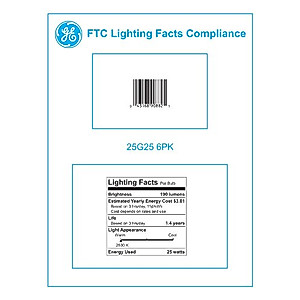 GE Lighting 12983 25-Watt G25 Globe Light Bulb, Crystal Clear