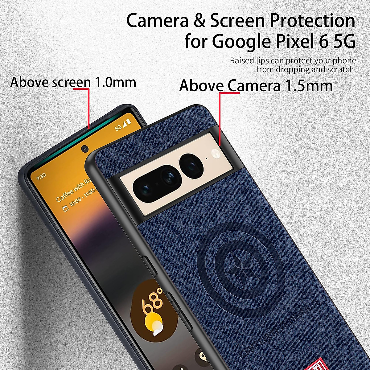 IRON SPIDER Case for Google Pixel 6, with Superhero Character Compatible Pixel 6 Leather Case (Blue)